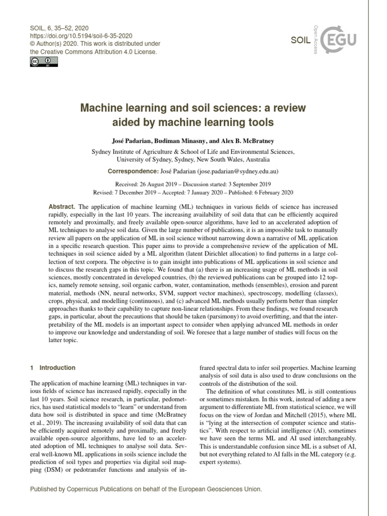 Machine Learning and Soil Sciences A Review | PDF | Machine Learning ...