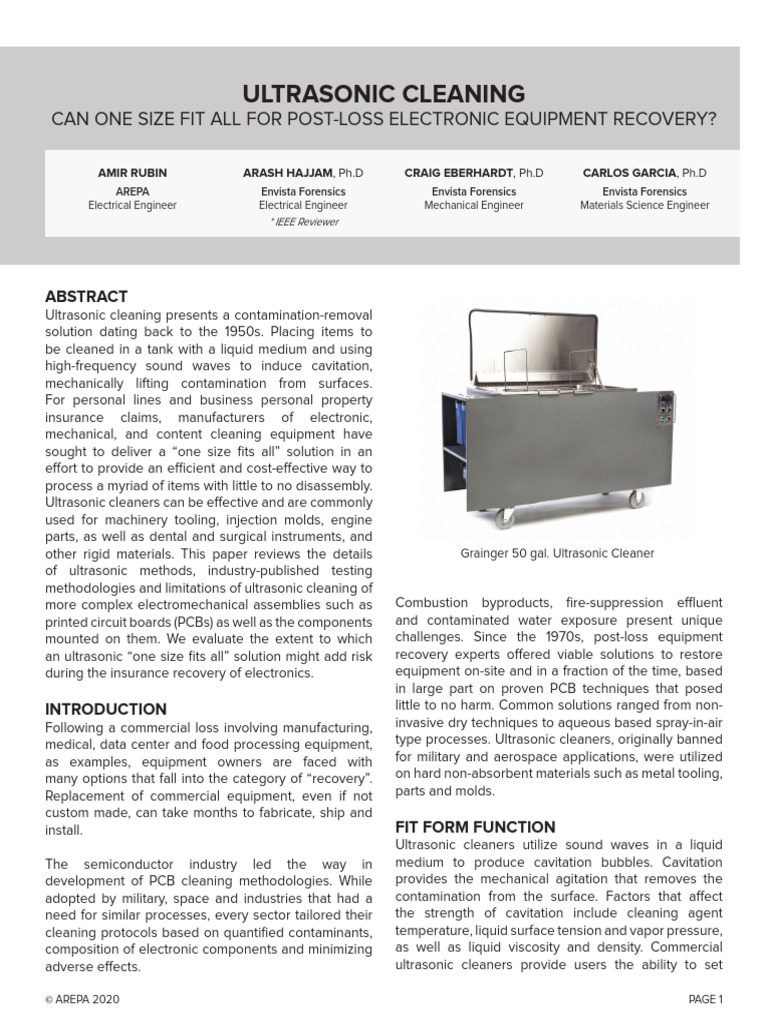 Arepa Whitepaper Ultrasonic Cleaning | PDF | Ultrasound | Resonance