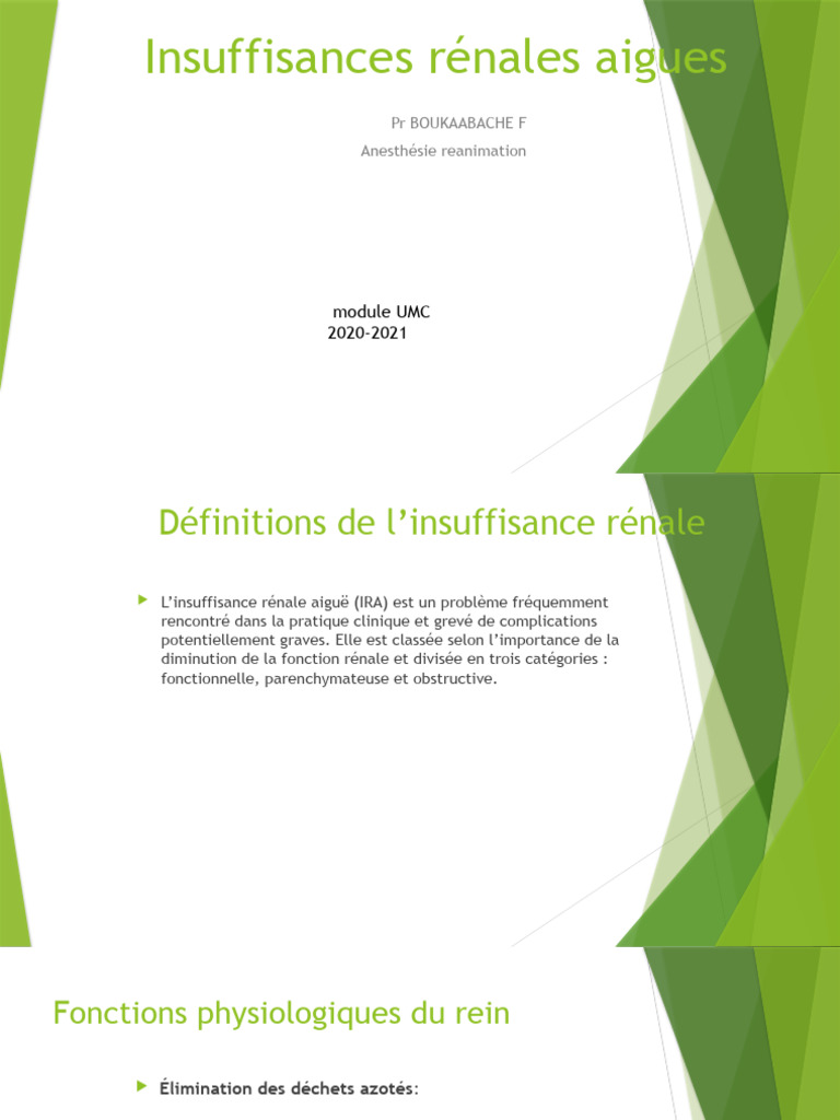 Insuffisance rénale aiguë : types et causes | PDF | Rein | Créatinine