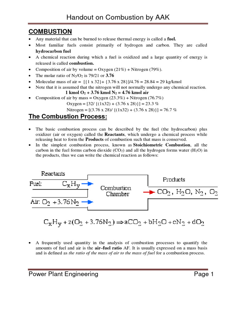 Combustion | PDF | Combustion | Stoichiometry