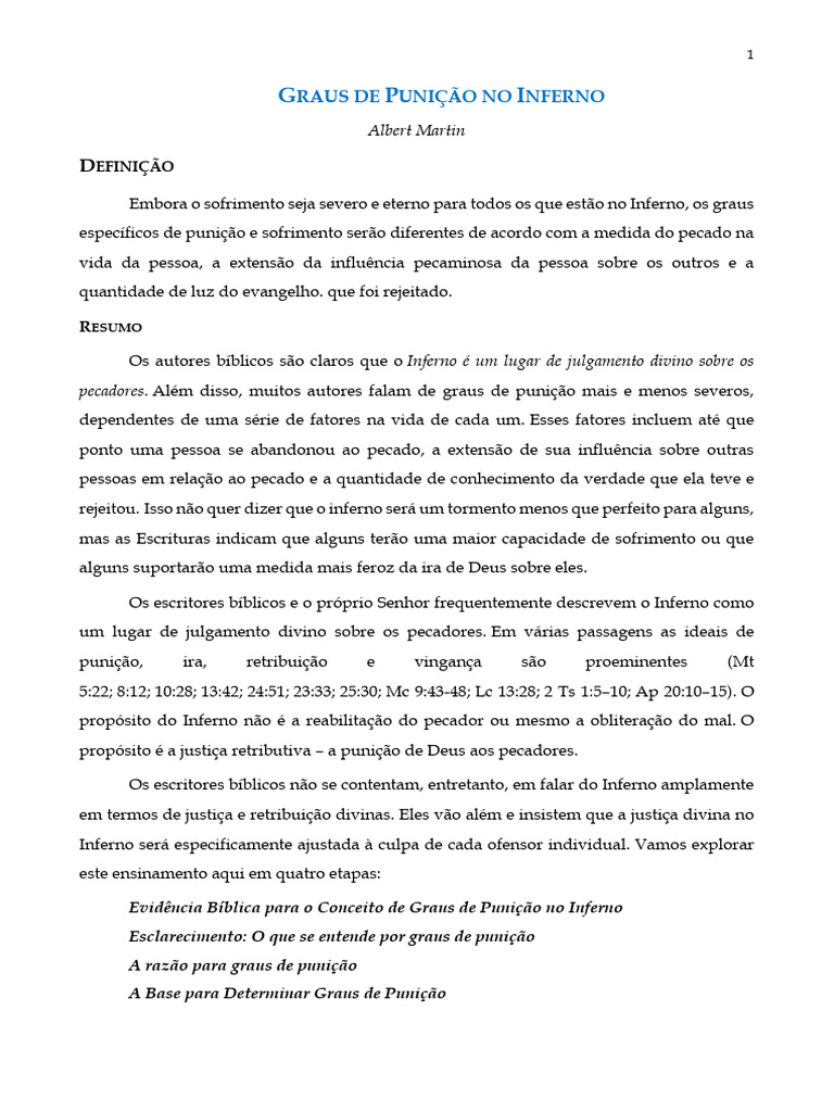 Graus de Punição no Inferno | PDF | Pecado | Jesus
