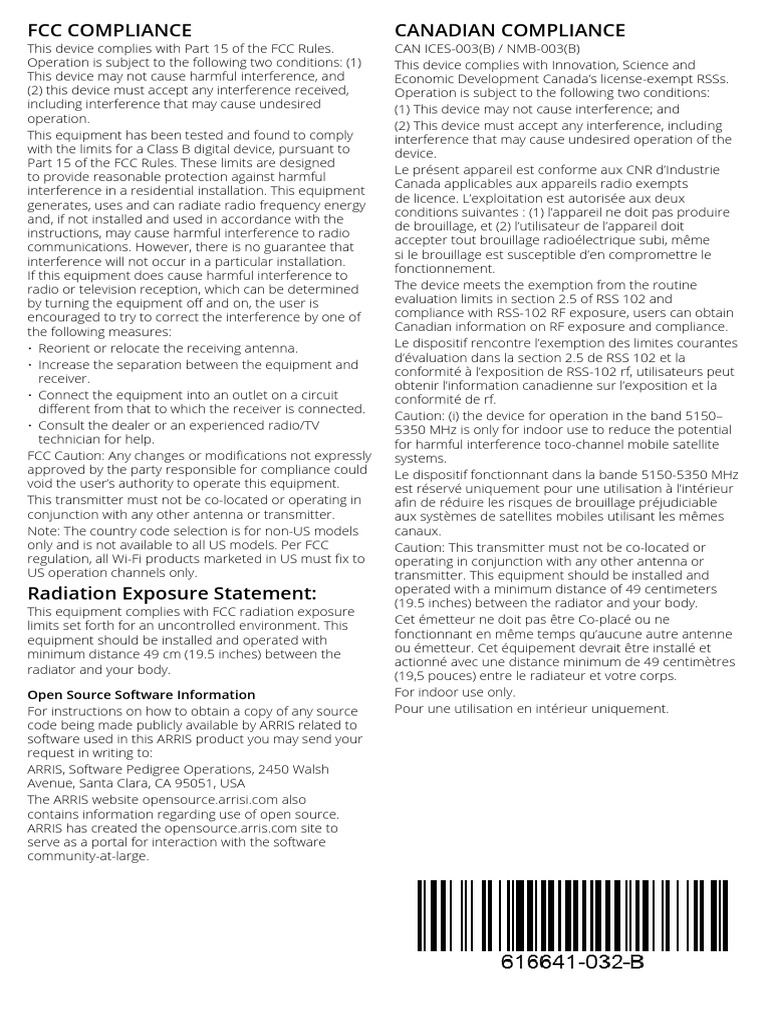 XB7 Arris Commscope Safety Guide | Download Free PDF | Electromagnetic ...