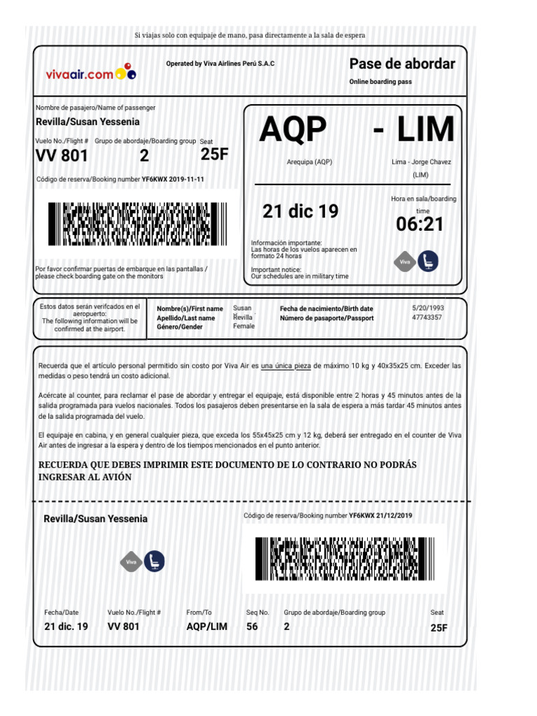 Pase de Abordar en Línea(1) | PDF | Avión de línea | Seguridad de la aviación