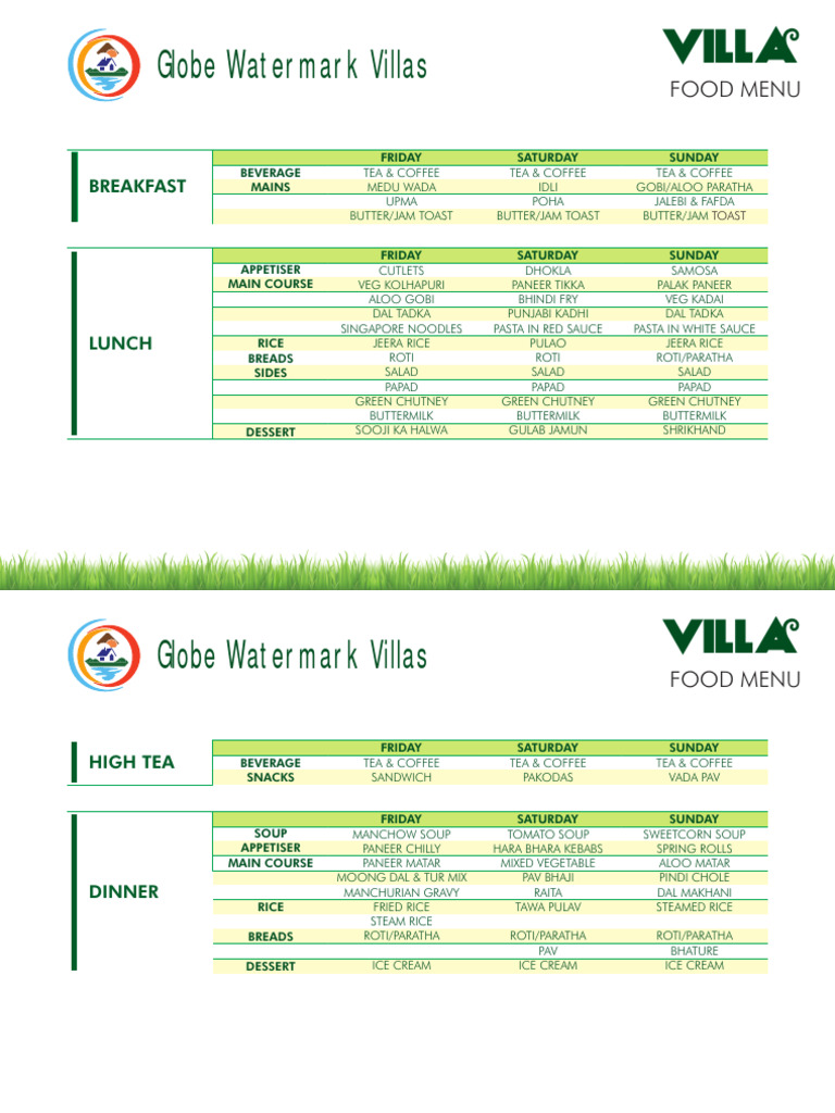 globe watermark menu | PDF | Lunch | Eating Behaviors Of Humans