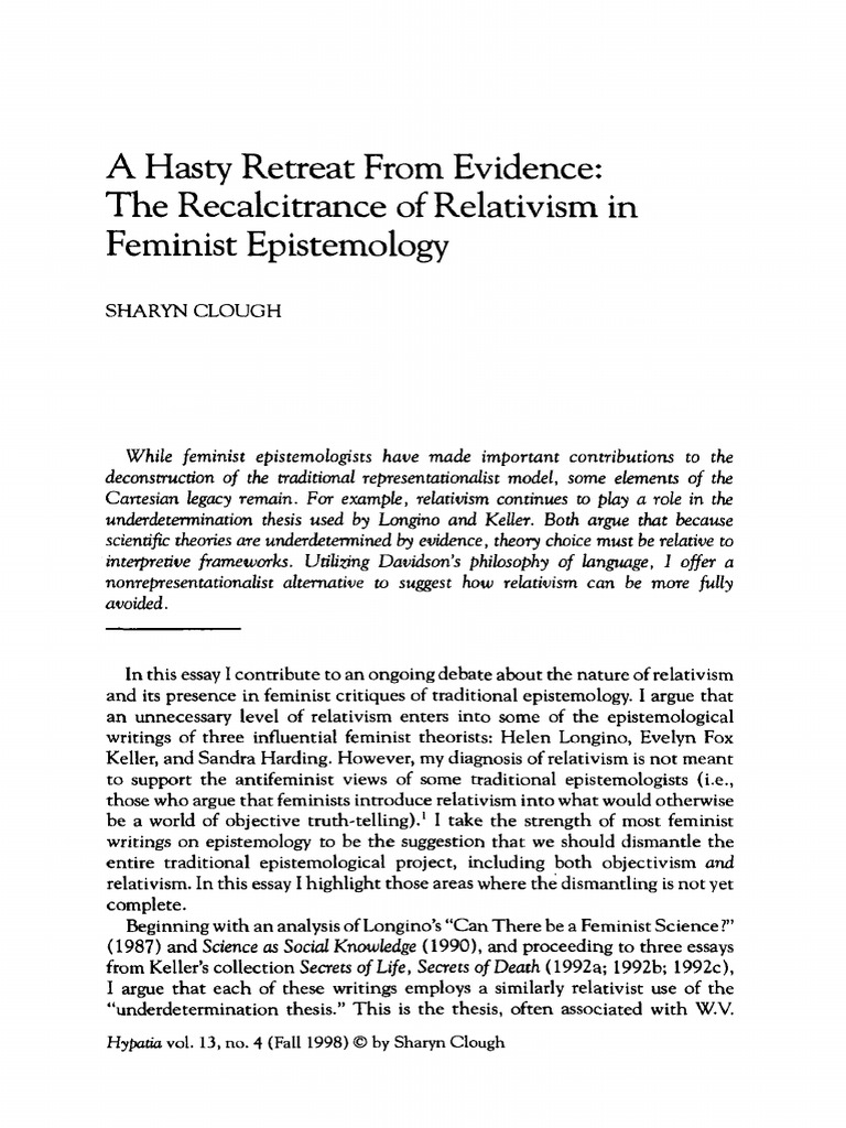 A Hasty Retreat From Evidence The Recalcitrance of Relativism in ...