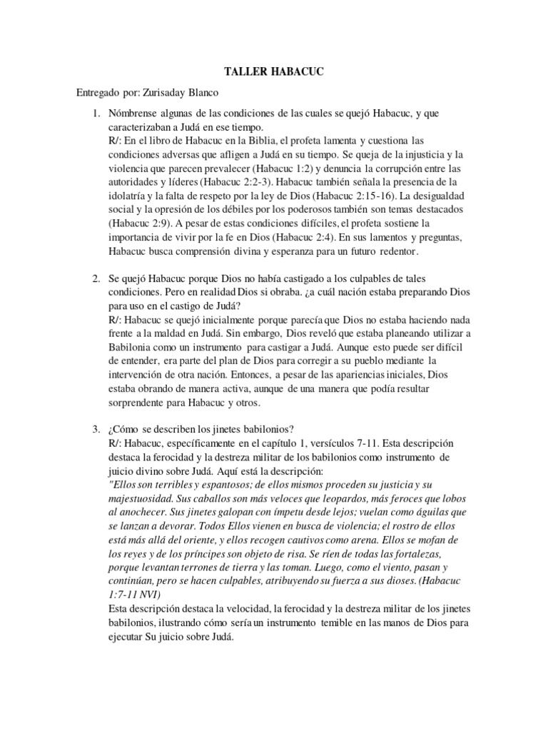 Taller sobre el Libro de Habacuc | PDF | Derecho | Historia