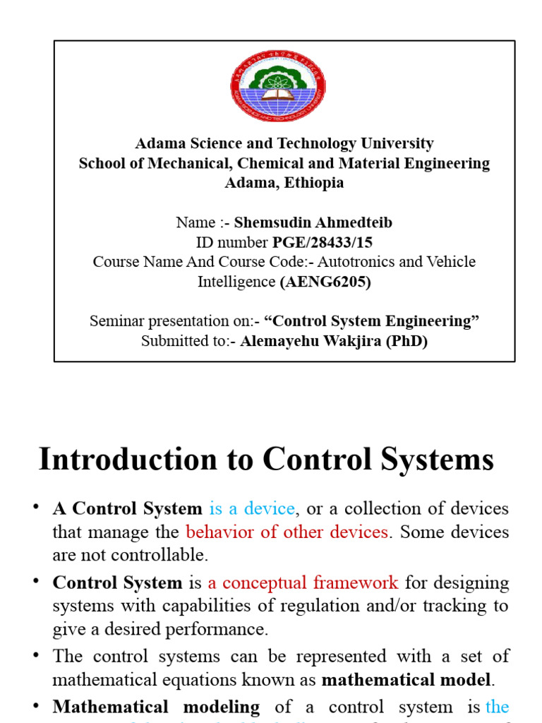 Control System Engineering PPT by Shemsudin | PDF | Control Theory ...