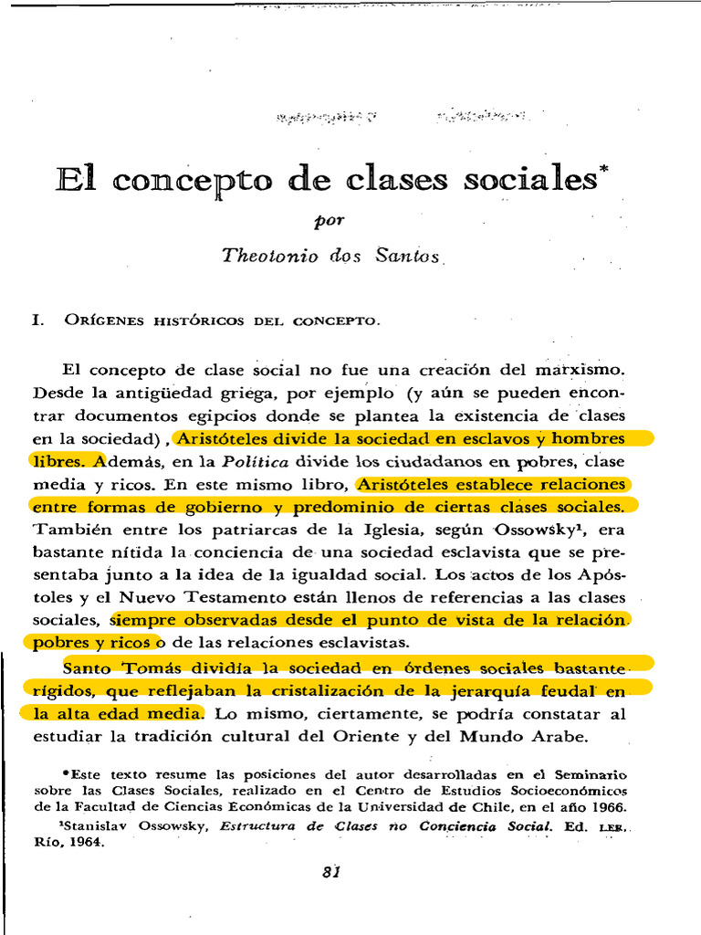 Dos Santos Theotonio El Concepto de Clases Sociales | PDF