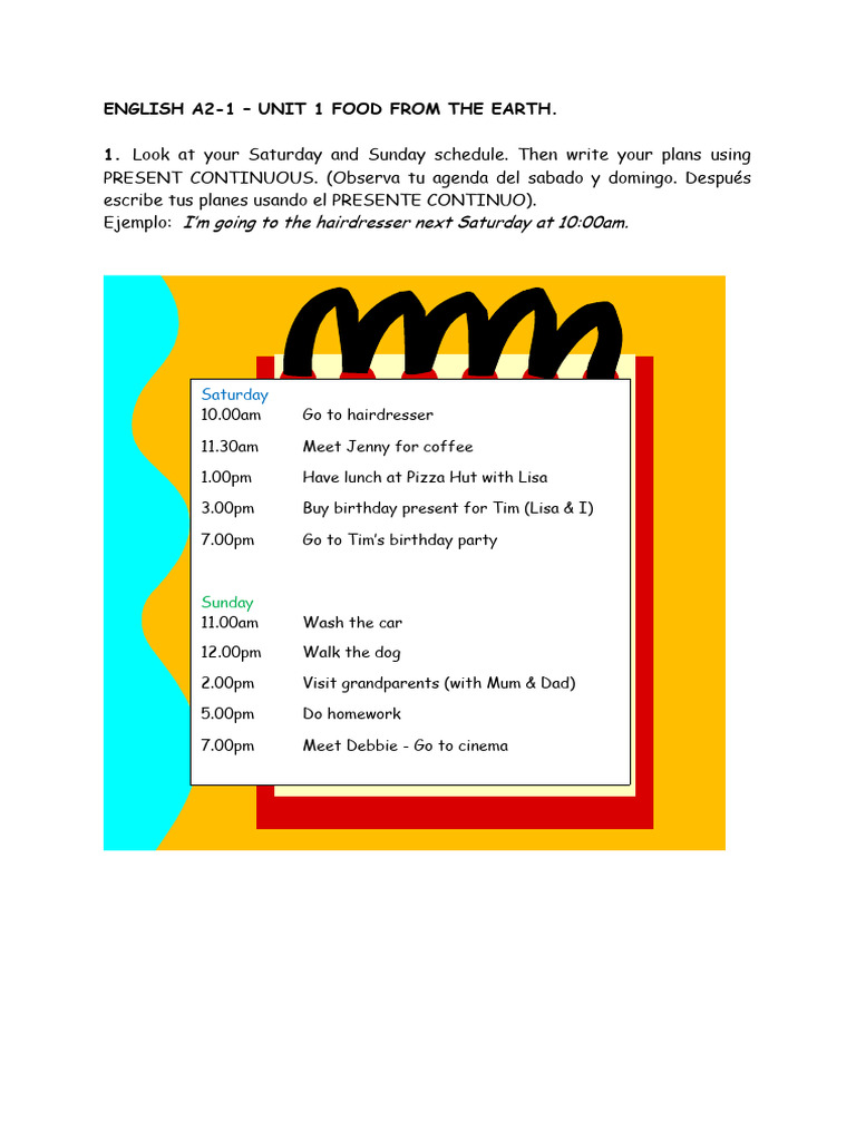 Present Continuous Weekend Plans | PDF | Language Arts & Discipline