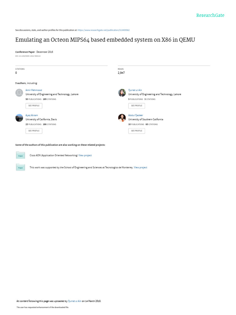Emulatingan Octeon MIPS64 in QEMU | PDF | Emulator | Central Processing Unit