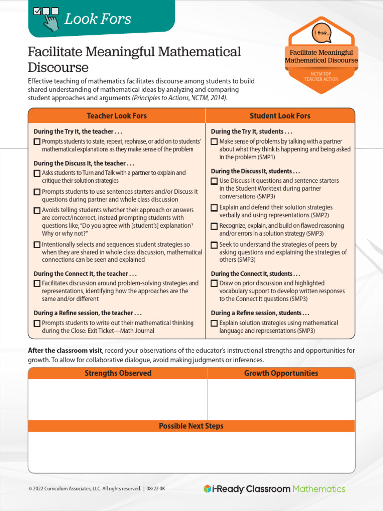 Facilitating Mathematical Discourse Strategies | PDF | National Council ...