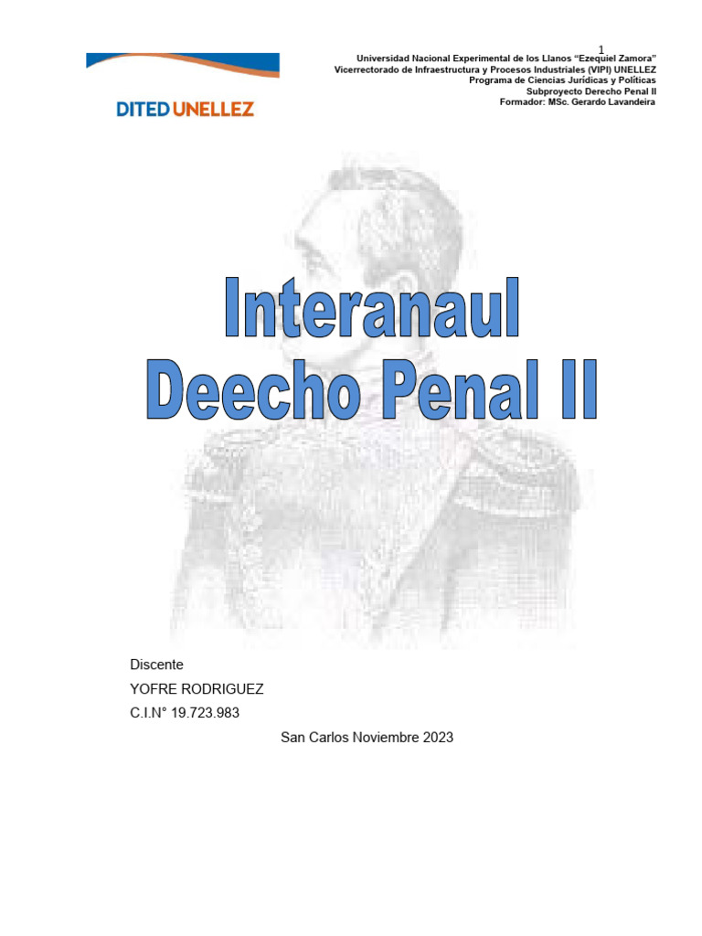 Interanual Yofre Rodriguez Derecho Penal II Modulo II | PDF | Violación | Derecho penal