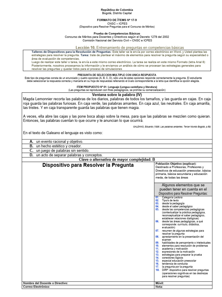 Lección 10. Entrenamiento de Preguntas en Competencias Básicas ...