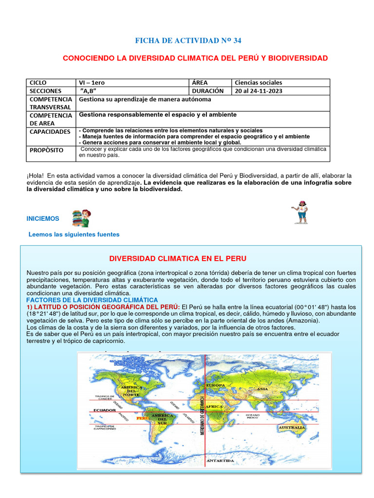 Ficha de Activ. N°34-CC - SS-1ero.2023 | PDF | Sustentabilidad | Clima