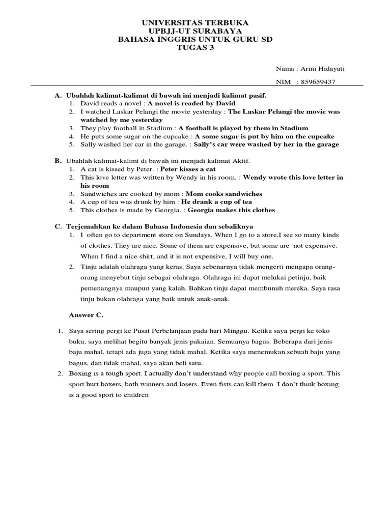 TUGAS 3 UT b.iNG | PDF