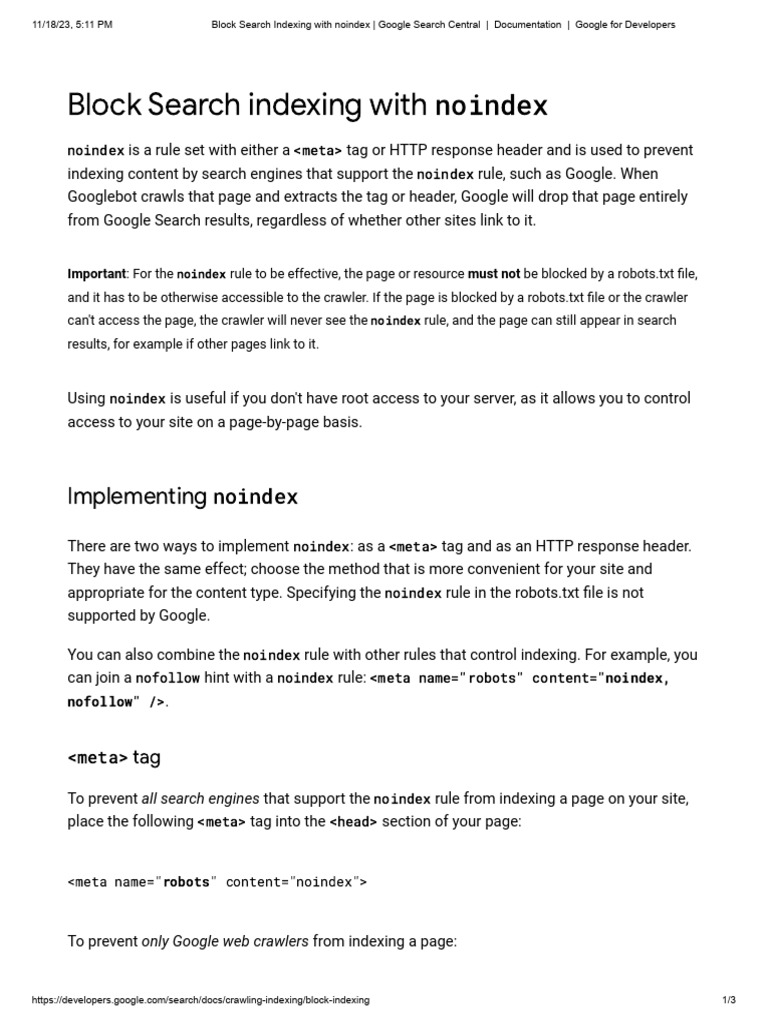 Block Search Indexing With Noindex - Google Search Central ... Block Search Indexing With Noindex - Google Search Central ...