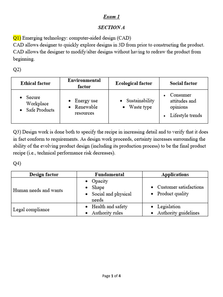 Product Design Exam 1 Solution | PDF | Risk | Risk Assessment