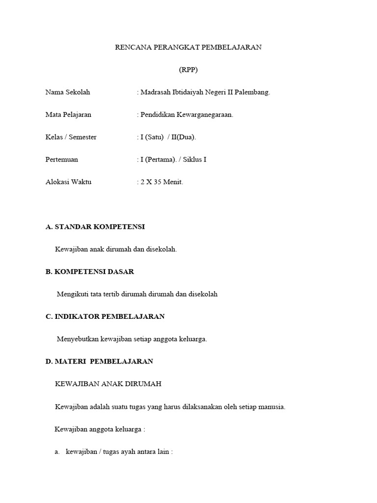 RPP Siklus I Perbaikan | PDF
