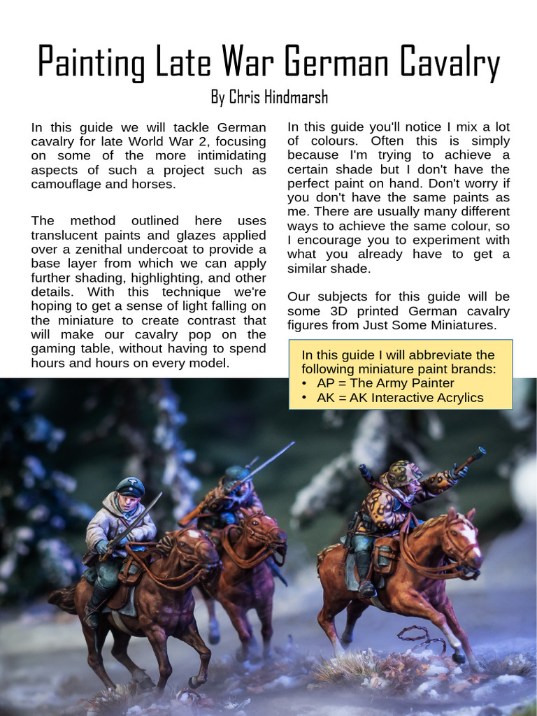WWII German Cavalry Painting Guide | PDF | Camouflage | Paint