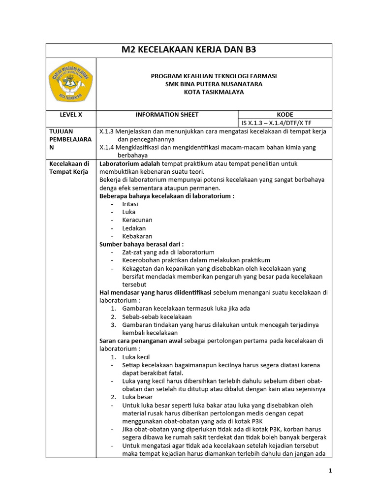IS - M2 - Kecelakaan Kerja - B3 | PDF