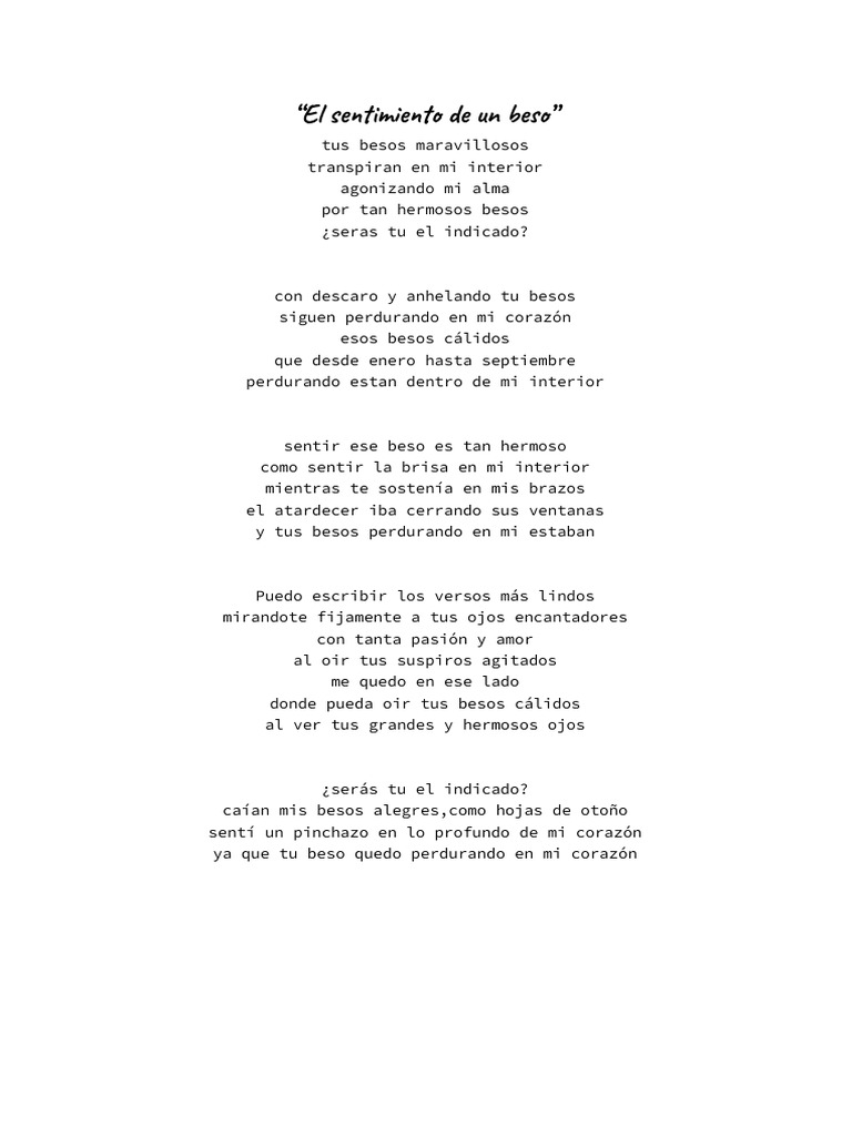 El Sentimiento de Un Beso | PDF | Poesía