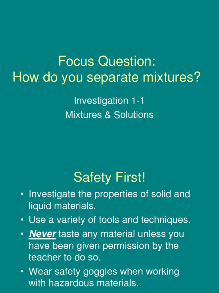 How to Separate Mixtures Safely | PDF | Cooking, Food & Wine | Home ...