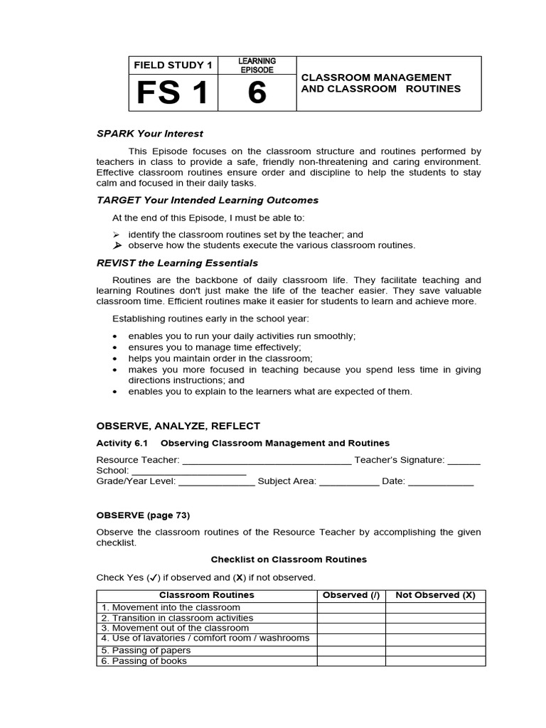 Classroom Management and Routines Guide | PDF | Classroom | Classroom ...