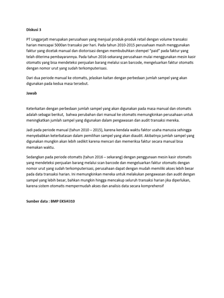 Diskusi 3 Auditing 2 | PDF | Komputer