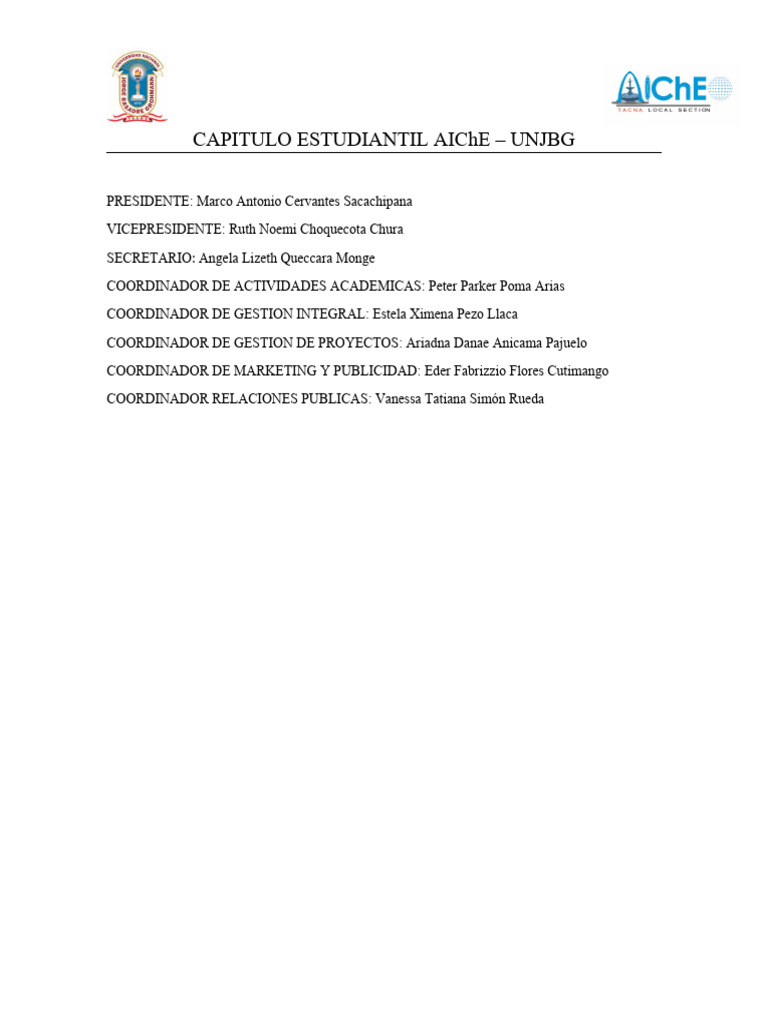 Capitulo Estudiantil Aiche | PDF