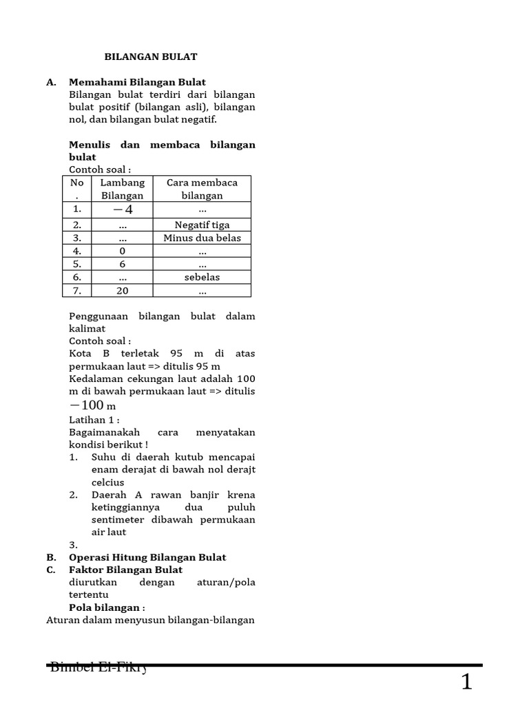 Modul Matematika Kelas 7 | PDF