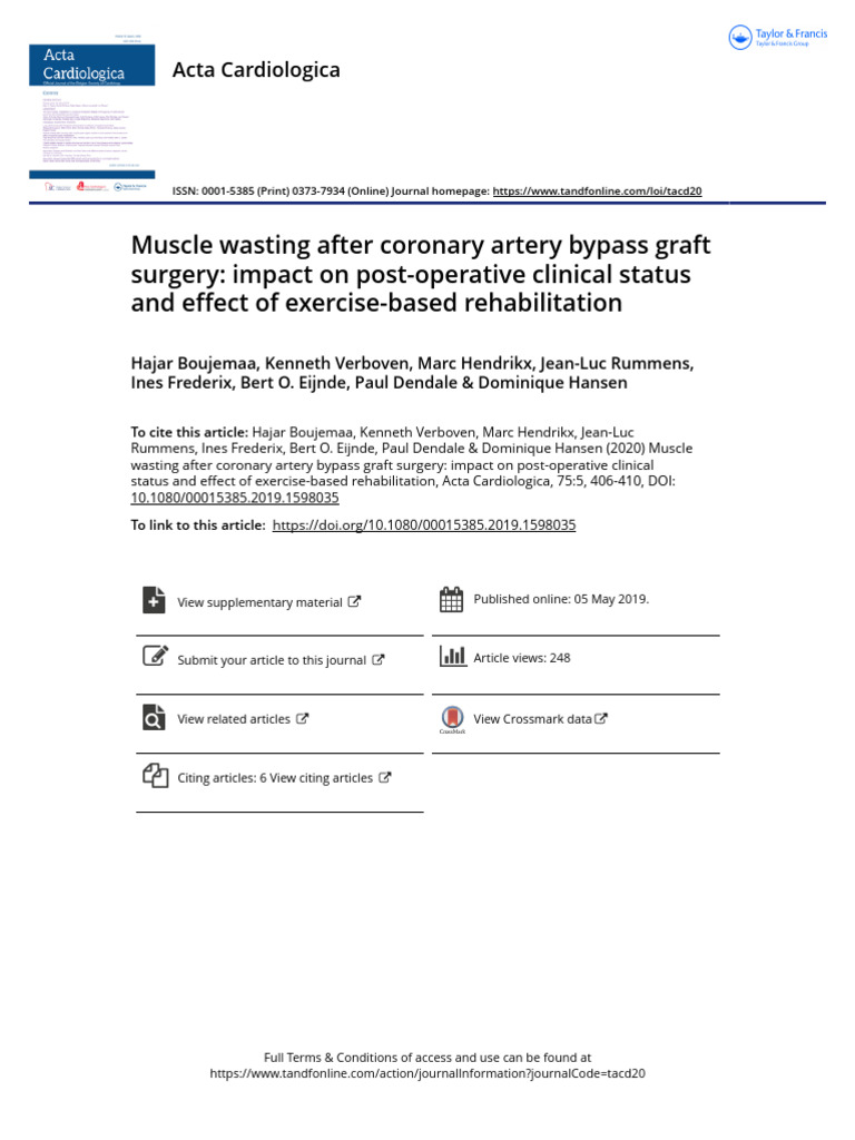 Muscle Wasting After Coronary Artery Bypass Graft Surgery Impact On ...