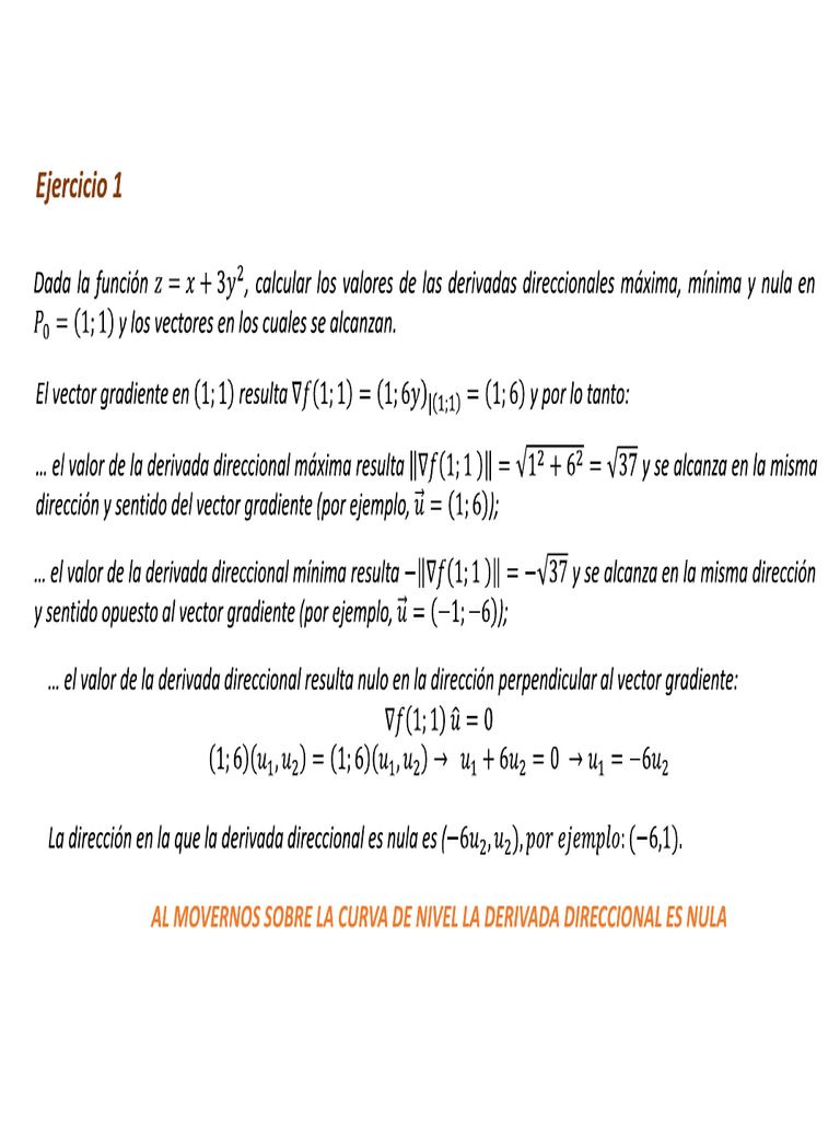 Ejercicios Resueltos Derivada Direccional | PDF