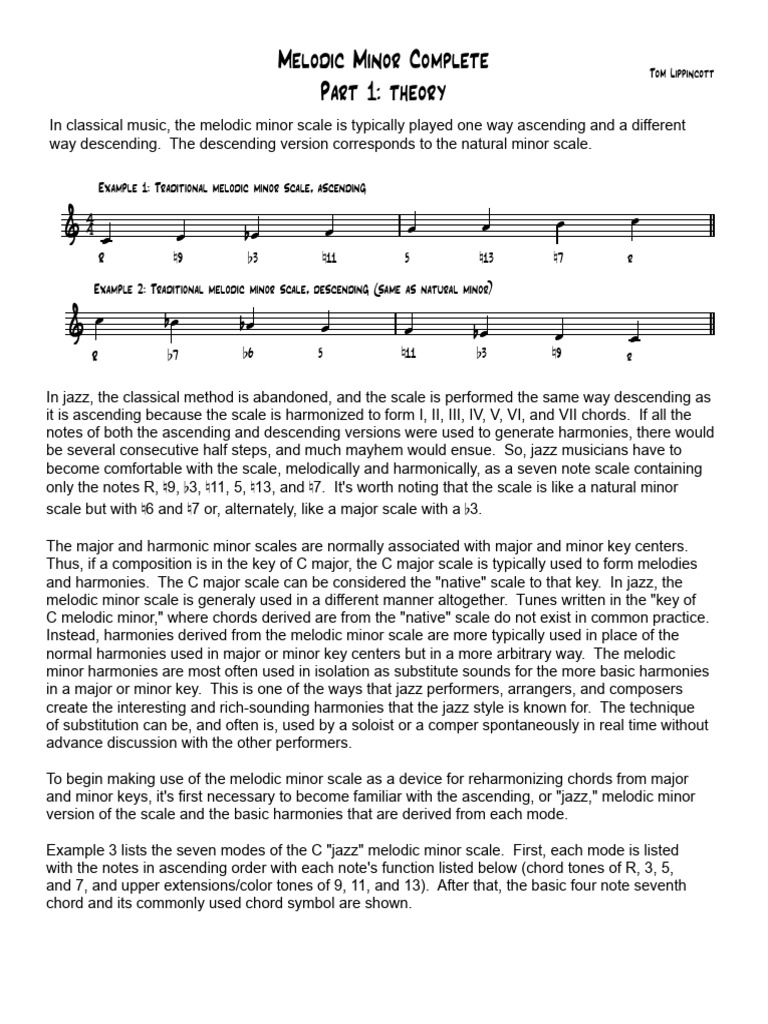 Melodic Minor Complete | PDF | Chord (Music) | Minor Scale