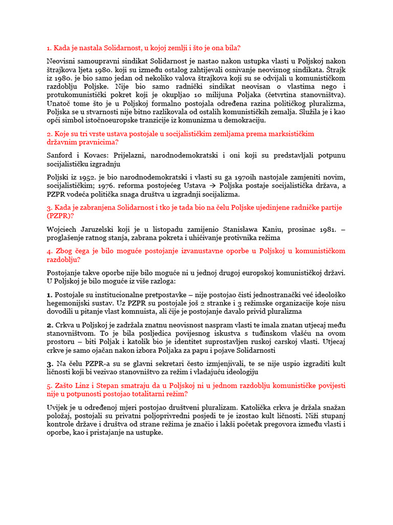 Pitanja I Odgovori - 1. Kolokvij | PDF