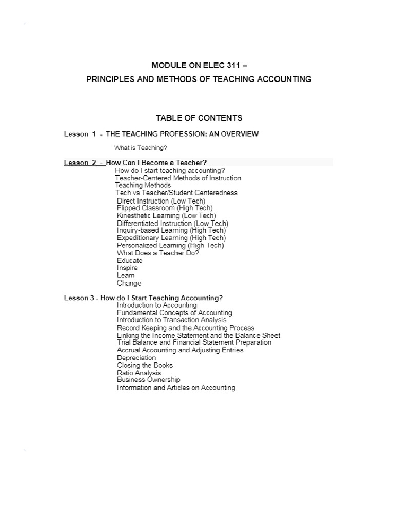 Principles and Method of Teaching Accounting | PDF