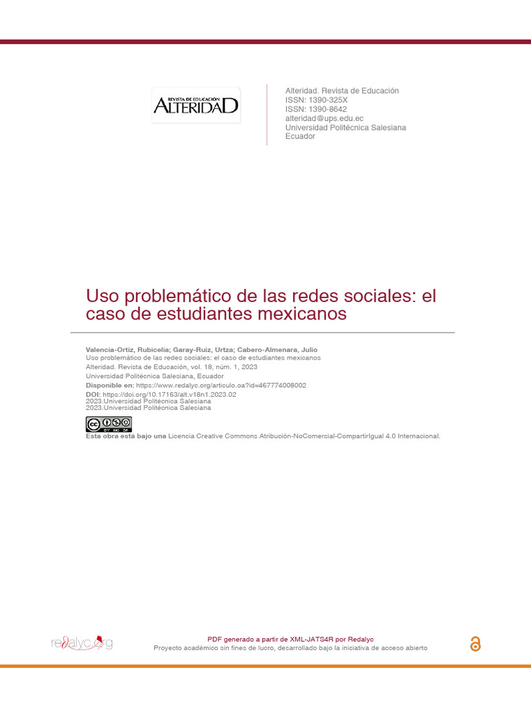 Uso Problemático de Las Redes Sociales | PDF | Servicio de redes sociales