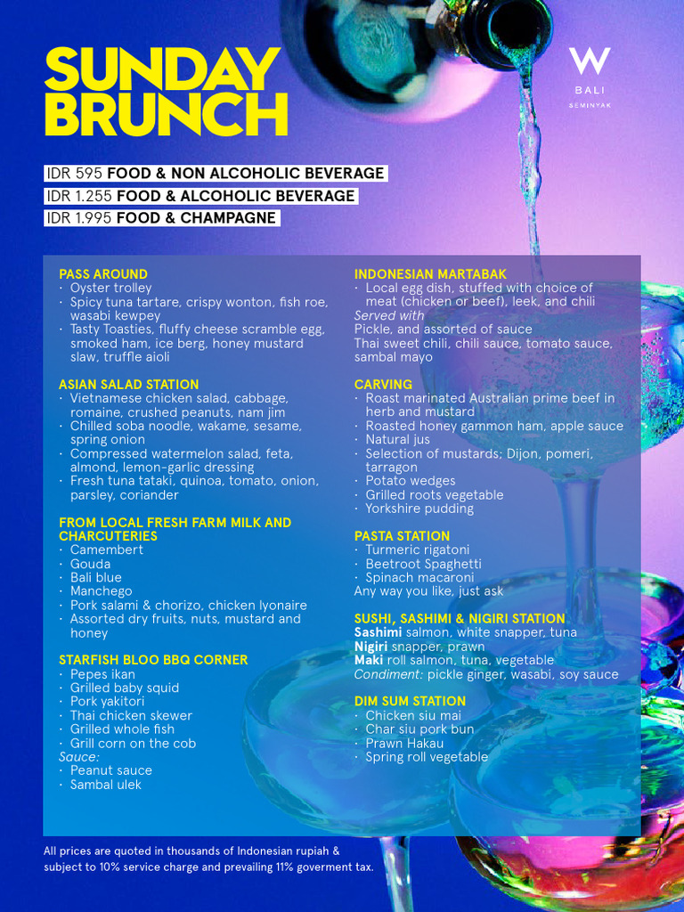 Starfish Bloo Brunch Menu | PDF | Indonesian Cuisine | Sauce