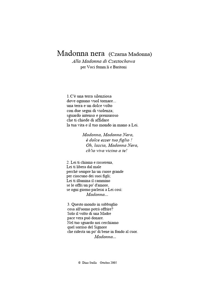 MADONNA NERA Spartito | PDF