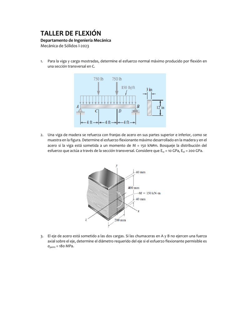 Taller de Flexión | PDF | Viga (Estructura) | Doblar