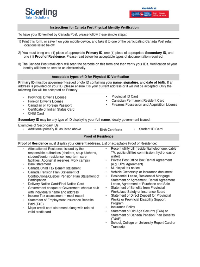 Canada Post Off-Ramp Form | PDF | Identity Document