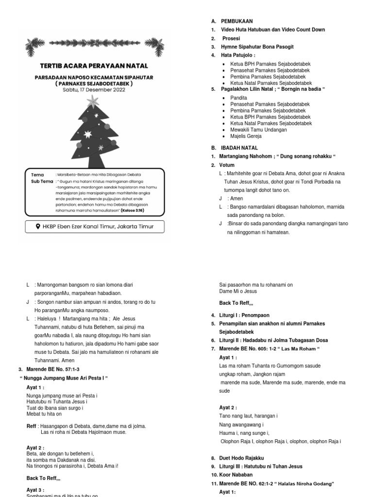 RUNDOWN ACARA Natal | PDF