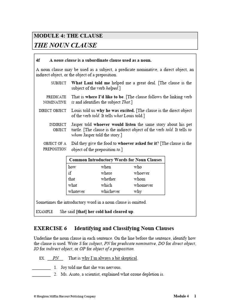 Noun Clause | PDF | Clause | Verb