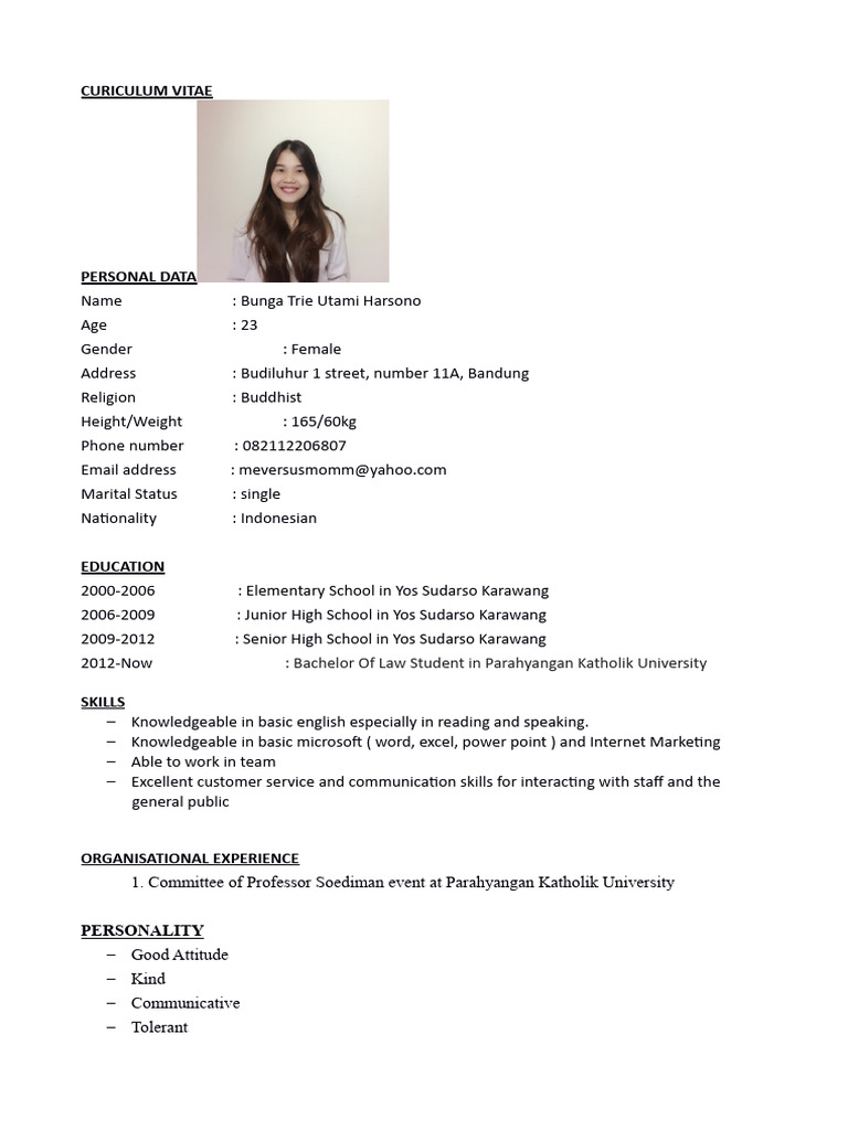 CV Bunga | PDF