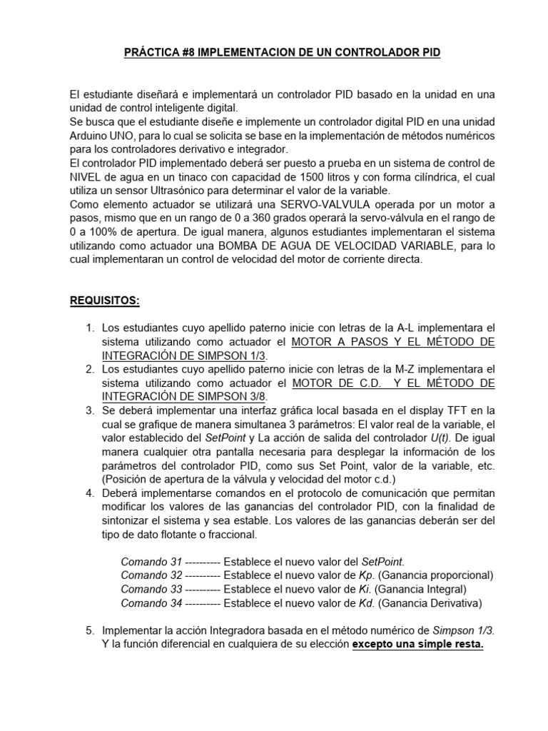 PRÁCTICA 8_V3_Controlador PID con motor y motor c.d. como actuadores | PDF | Ingenieria ...