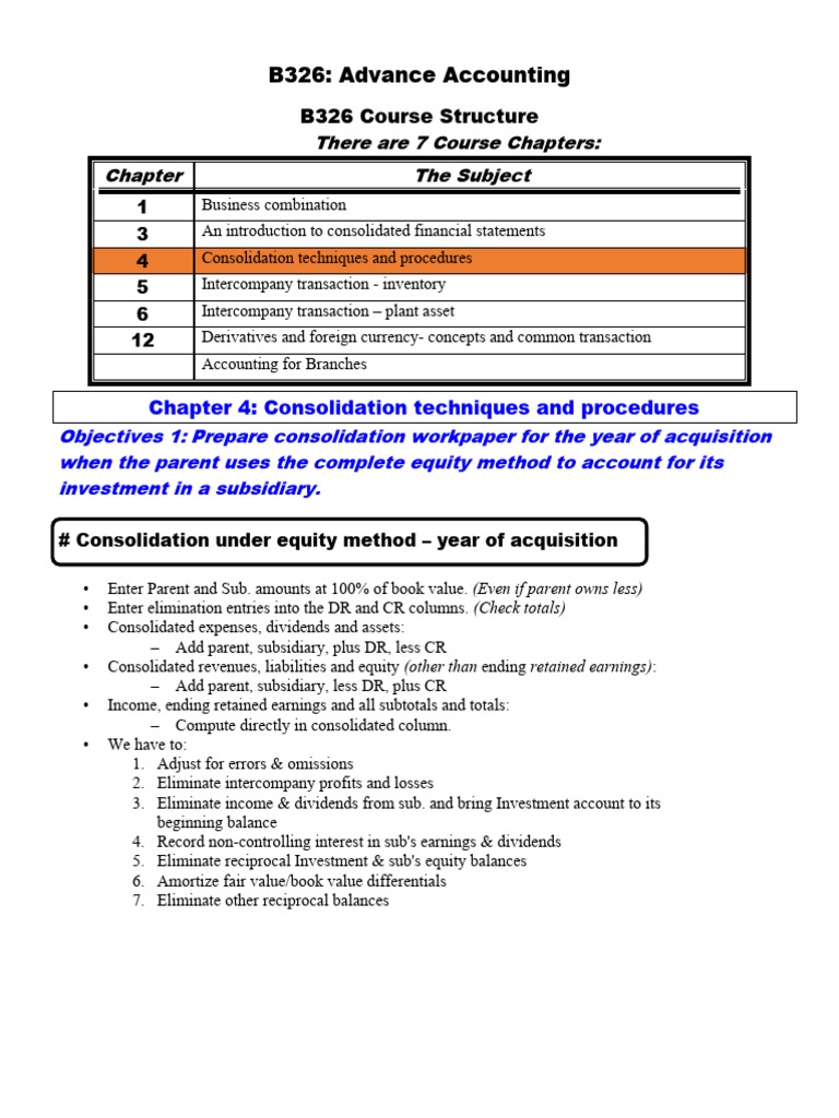 Advanced Accounting: Consolidation Techniques | PDF | Consolidation ...