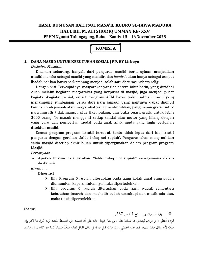 Hasil Rumusan BMK Ngunut 2023 | PDF
