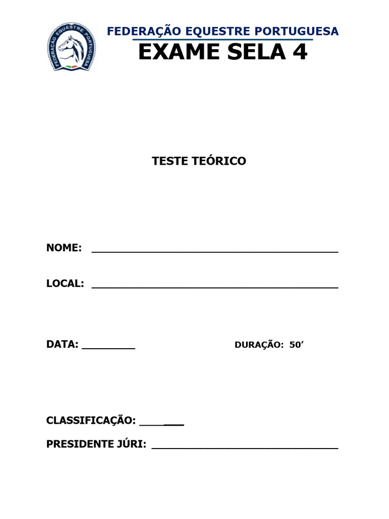 Exame Sela 4 - A | PDF | Hipismo | Cavalos