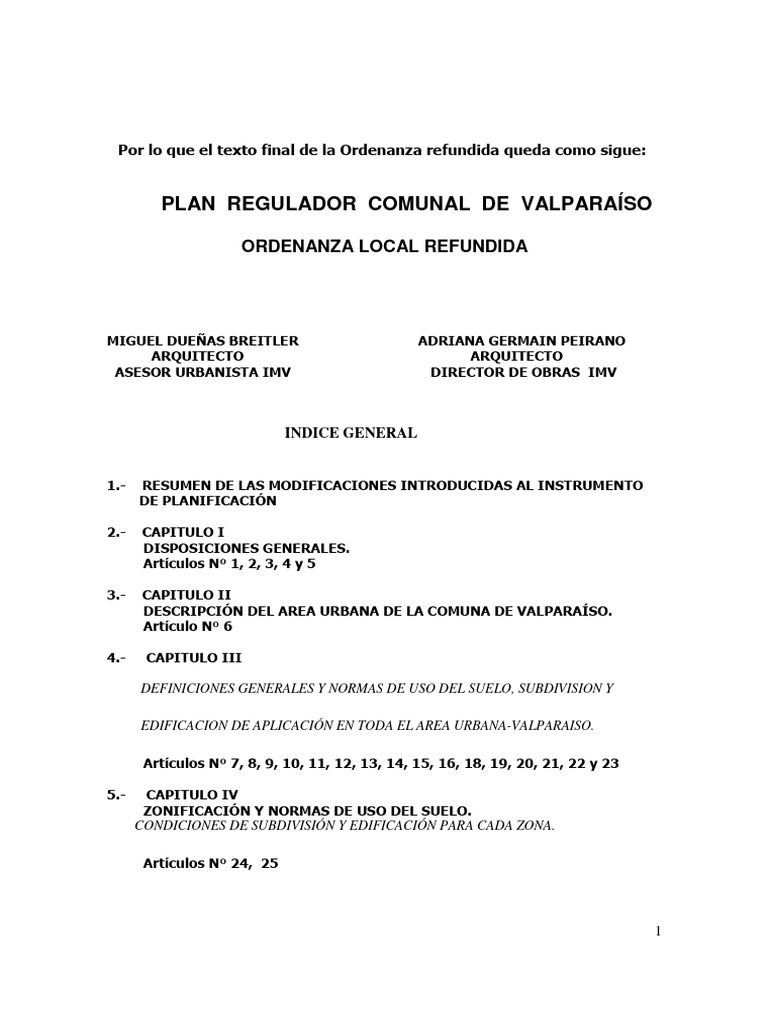 Ordenanza Refundida-Prcvalpo | PDF | edificio | Transporte