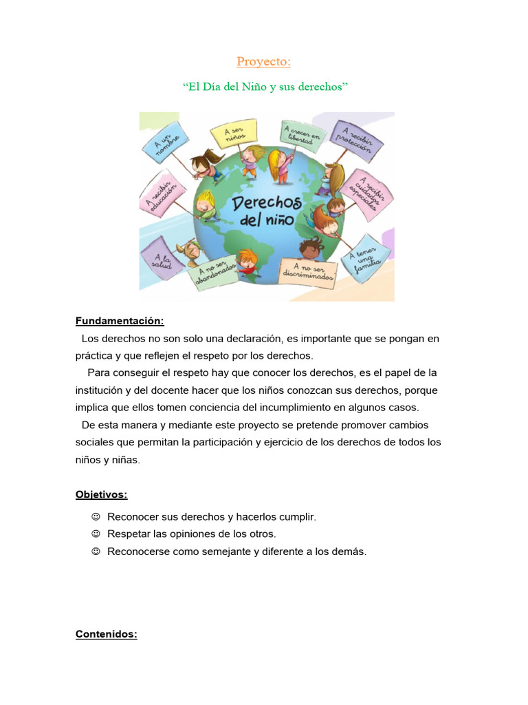 Mini Proyecto Derechos Del Niño | PDF