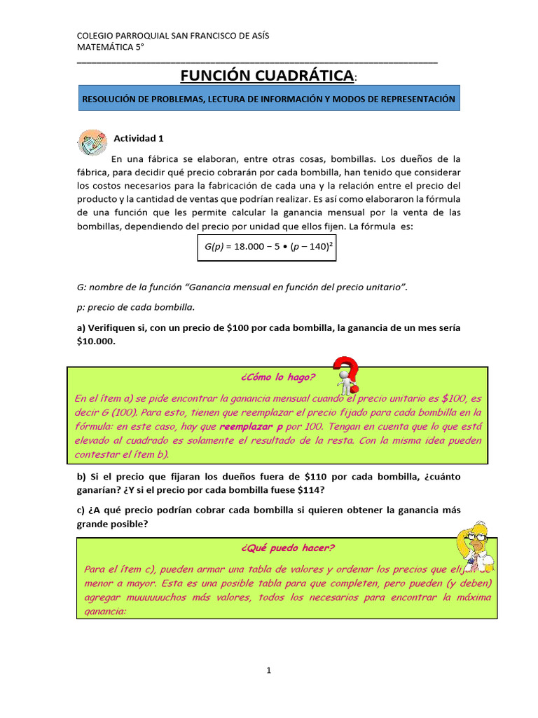 Función Cuadrática | PDF | Función (Matemáticas) | Ecuaciones